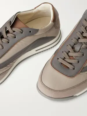 Brunello Cucinelli Suede And Leather-trimmed Shell Sneakers