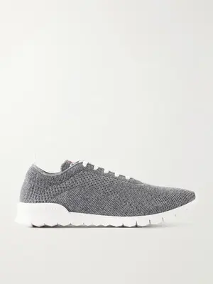Kiton Logo-embroidered Stretch-knit Sneakers