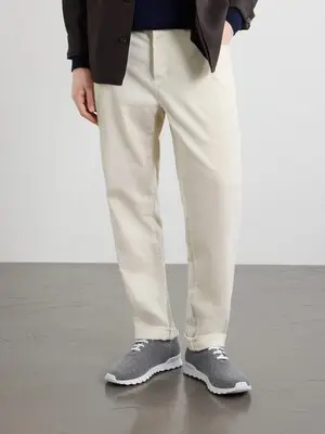 Kiton Logo-embroidered Stretch-knit Sneakers