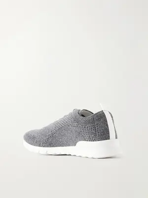 Kiton Logo-embroidered Stretch-knit Sneakers