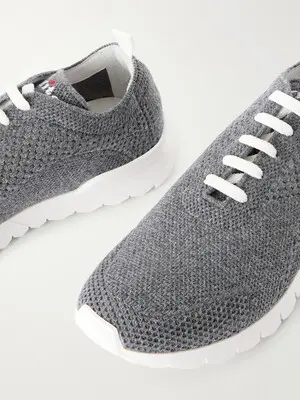 Kiton Logo-embroidered Stretch-knit Sneakers