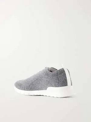 Kiton Logo-embroidered Stretch-knit Sneakers