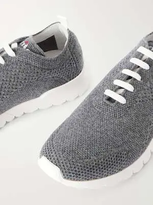 Kiton Logo-embroidered Stretch-knit Sneakers