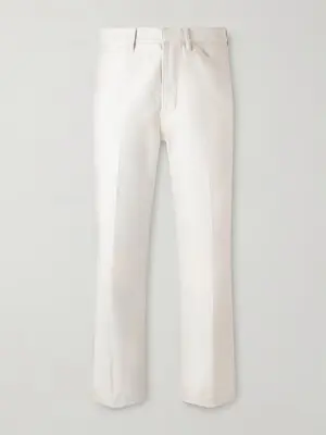 TOM FORD Straight-leg Cotton-satin Trousers - Neutrals