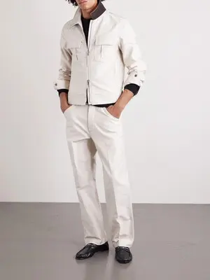 TOM FORD Straight-leg Cotton-satin Trousers - Neutrals