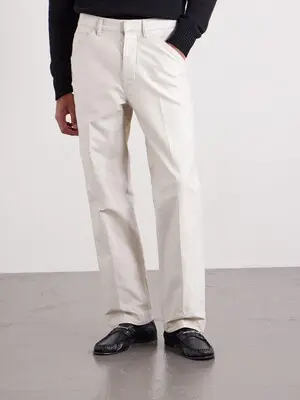 TOM FORD Straight-leg Cotton-satin Trousers - Neutrals
