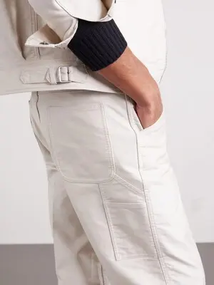 TOM FORD Straight-leg Cotton-satin Trousers - Neutrals