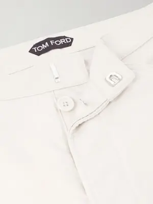 TOM FORD Straight-leg Cotton-satin Trousers - Neutrals