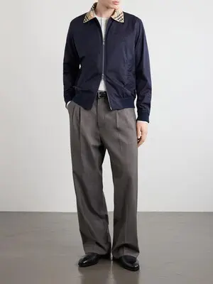 Burberry Logo-embroidered Checked Cotton-gabardine Blouson Jacket