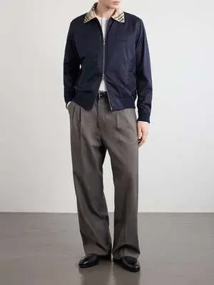 Burberry Logo-embroidered Checked Cotton-gabardine Blouson Jacket