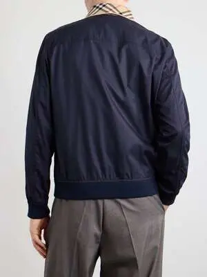 Burberry Logo-embroidered Checked Cotton-gabardine Blouson Jacket