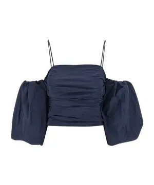 Pinko Pallottoliere Crop Puff Sleeves Top - Blue