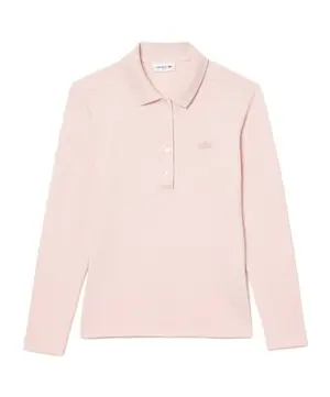 Lacoste Piqué Stretch Polo Top With Embroidered Crocodile - No