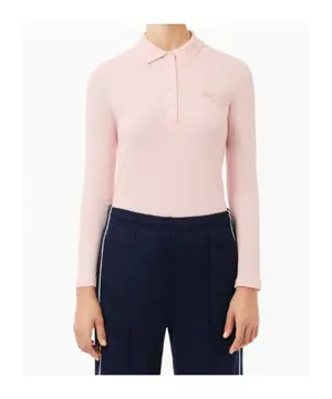 Lacoste Piqué Stretch Polo Top With Embroidered Crocodile