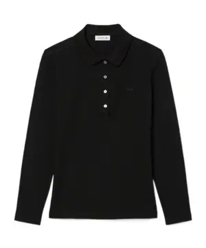 Lacoste Stretch-cotton Long-sleeve Polo Top With Mother Of Pearl Buttons