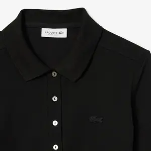 Lacoste Stretch-cotton Long-sleeve Polo Top With Mother Of Pearl Buttons