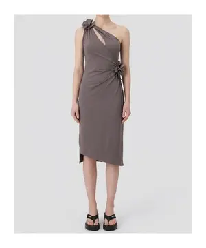 Coperni One-shoulder Flower Midi Gown Dress