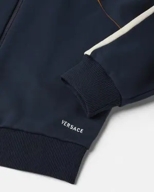 Versace Embroidered-logo Cotton-jersey Zip Sweatshirt
