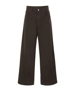 Brunello Cucinelli Relaxed Fit Dyed Denim Trousers With Jewellery Embellishment - Black