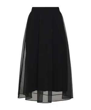 Brunello Cucinelli Pleated Midi Skirt - Black