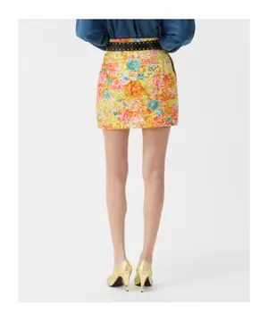Versace Printed Silk Duchesse Mini Skirt