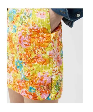 Versace Printed Silk Duchesse Mini Skirt