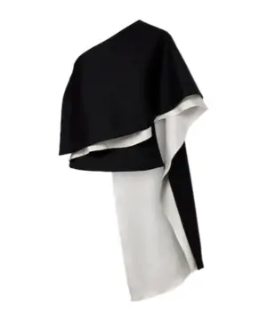 RÓHE One-shoulder Caped Wool-blend Top - Black