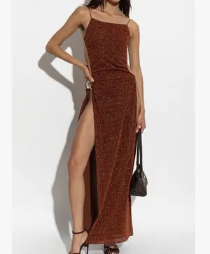 Oseree Shell-detail Lurex Maxi Dress
