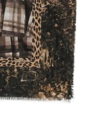 PIERRE-LOUIS MASCIA Check-print Leopard-pattern Scarf
