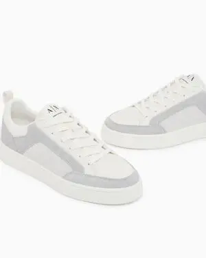 Armani Exchange Sneakers In Suede With All-over Logo And Rubber Sole
