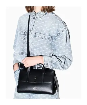 Armani Exchange Tote Shopping Bag With Coated Exterior