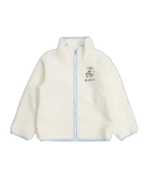 Casablanca High-necked Long-sleeved Cotton Coat - White