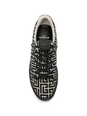 Balmain Monogram Logo Embossed Sneakers - Black