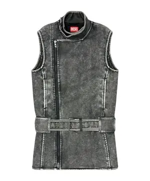 DIESEL® Biker-style Mini Dress With Belt - Grey