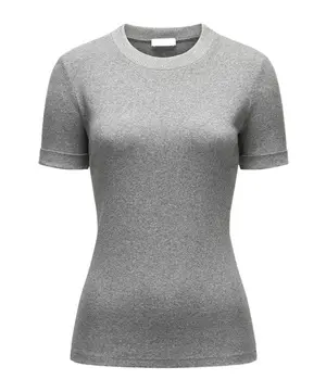 Peserico Ribbed-knit Short-sleeve T-shirt - Gray