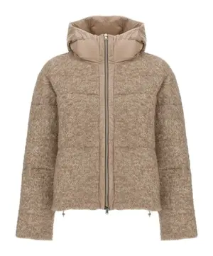 Herno Resort Jacket In Alpaca Bouclé Fabric - Brown