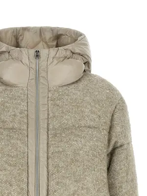 Herno Sequin-embellished Hooded Padded Jacket - Brown