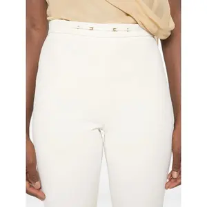 Elisabetta Franchi Cropped Logo Plaque Trousers