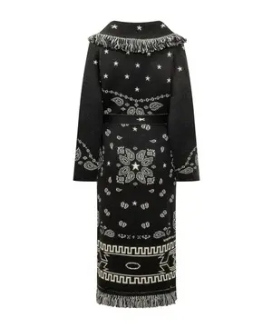 Alanui Bandana Jacquard Fringed Coat