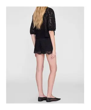 ANINE BING Elastic Waistband Lace Shorts