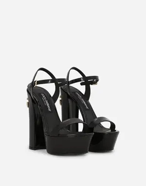 Dolce & Gabbana Polished Calfskin Platform Sandals