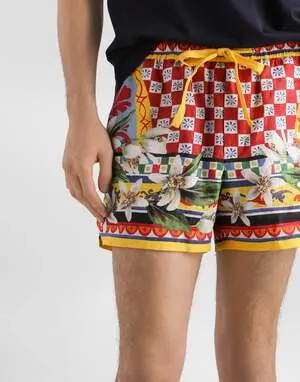 Dolce & Gabbana Carretto-print Linen Bermuda