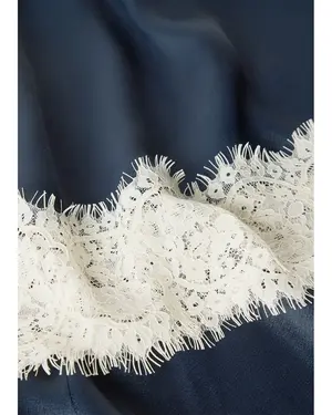 Whistles Lace Hem Satin Midi Skirt