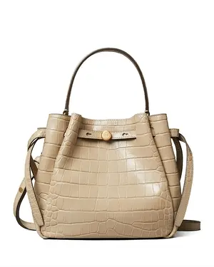 Tory Burch Romy Croc Embossed Leather Bucket Bag