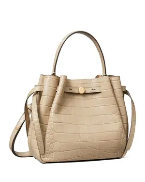 Tory Burch Romy Croc Embossed Leather Bucket Bag