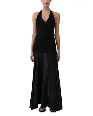 ST. AGNI Circle Hem Halter Dress - Black