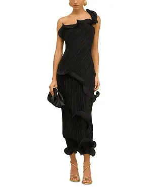 Cult Gaia Payton Asymmetrical One Shoulder Gown - Black