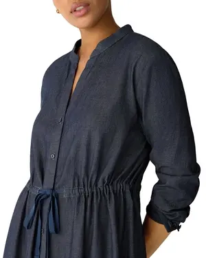 Eileen Fisher Mandarin Collar Midi Dress