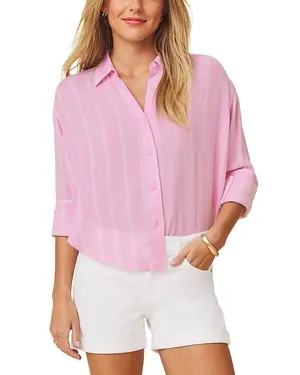 Splendid Jaylei Stripe Button Front Shirt - Blush Multi
