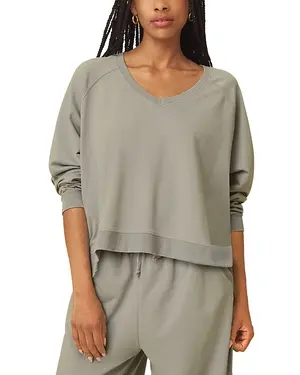 Splendid Palmer Terry V Neck Sweatshirt - Eucalyptus